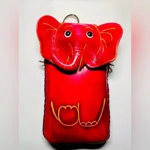Bags | Handmade Rose Red Leather Elephant Crossbody Bag Cute Animal ...